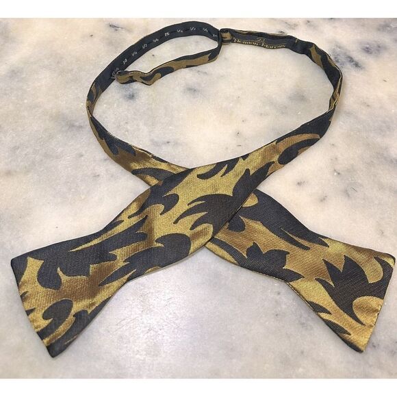 Accessories | Neiman Marcus Vintage Gold Black Self Tie Adjustable Bow ...